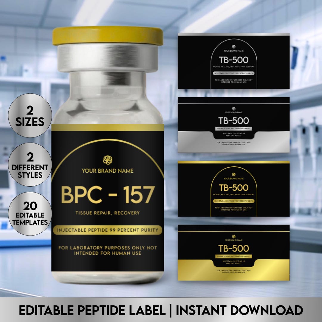Peptide Label Template, Peptide Printable Label, Peptide Therapy Canva ...