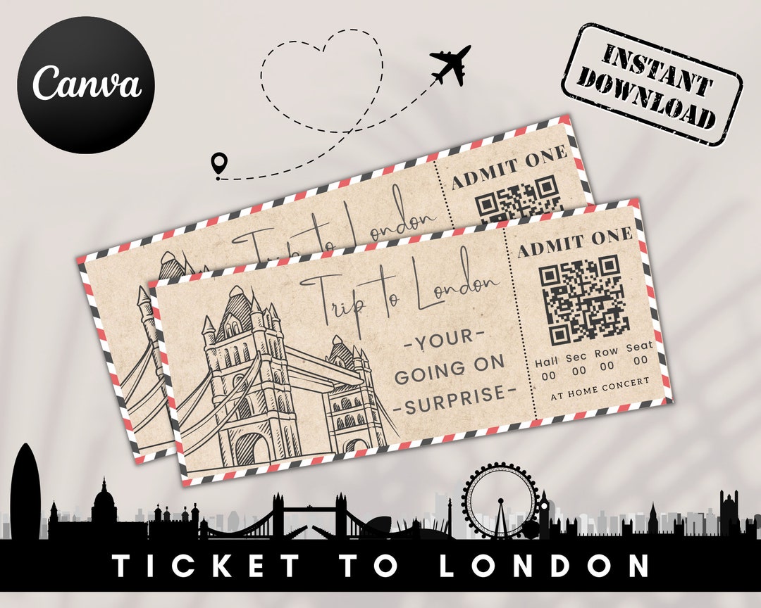 Boarding Pass London, Ticket to London, London Ticket, Printable Ticket ...