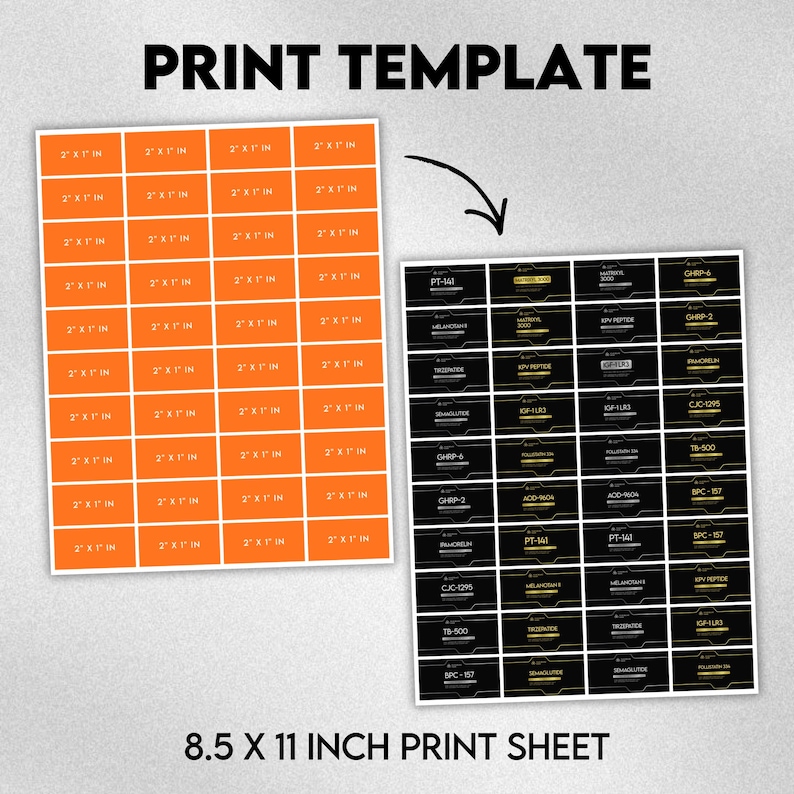Peptide Label Template, Peptide Printable Label, Peptide Therapy Canva ...