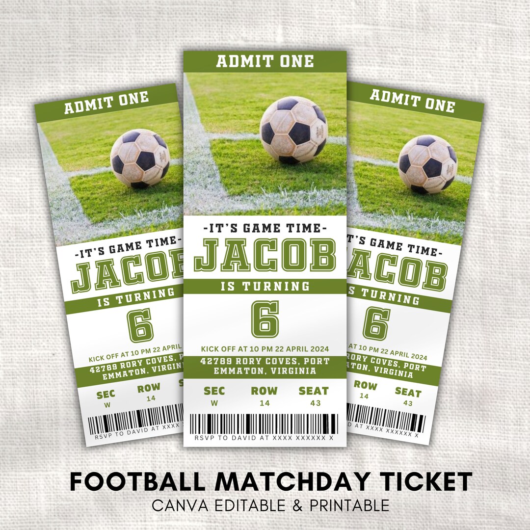 Printable Football Matchday Ticket, Customize Sports Ticket for Him or ...