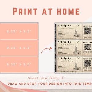 London Ticket Template, Boarding Pass DIY, Travel to London, Surprise ...