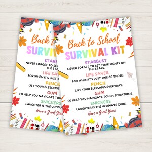 EDITABLE Back to School Survival Kit Gift Tags | Back to School Student ...