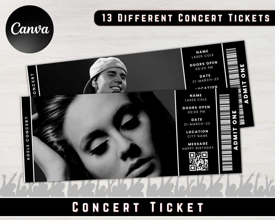 Editable Concert Ticket Template, Event Souvenir Ticket Stub, DIY Event ...