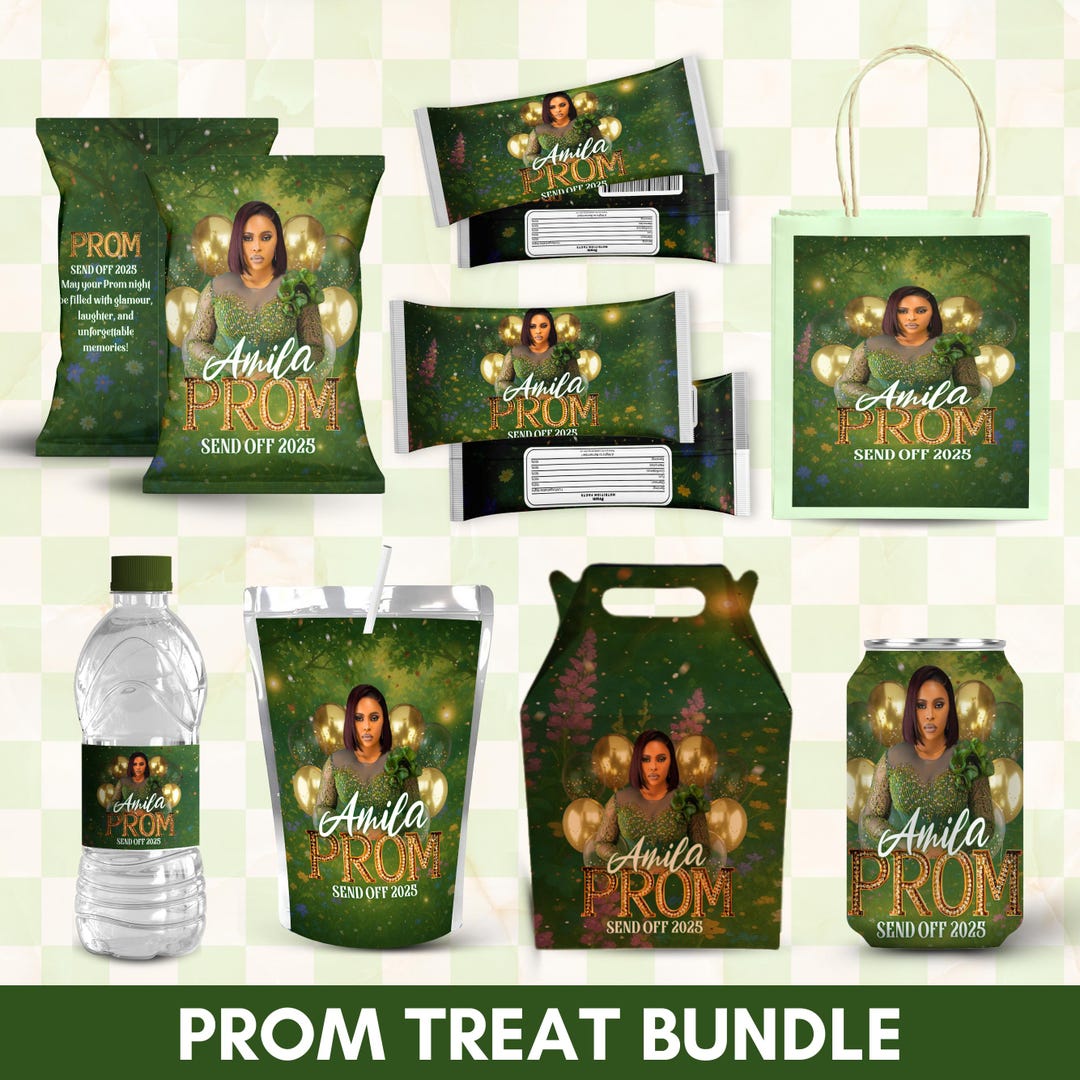 Enchanted Forest Prom Send off Treat Packaging, Prom Template Bundle ...
