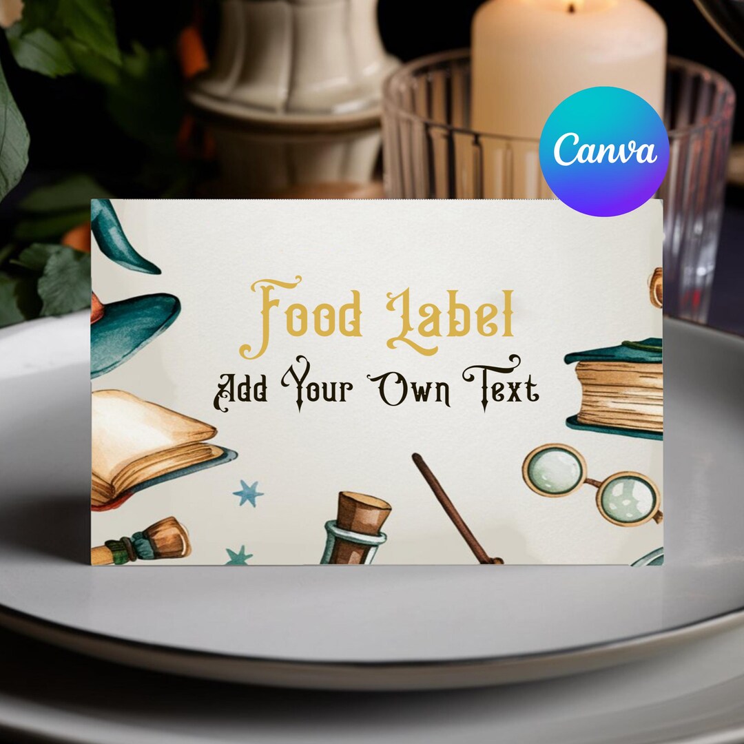Wizard Birthday Party Food Label Template, Editable Wizard Food Label ...