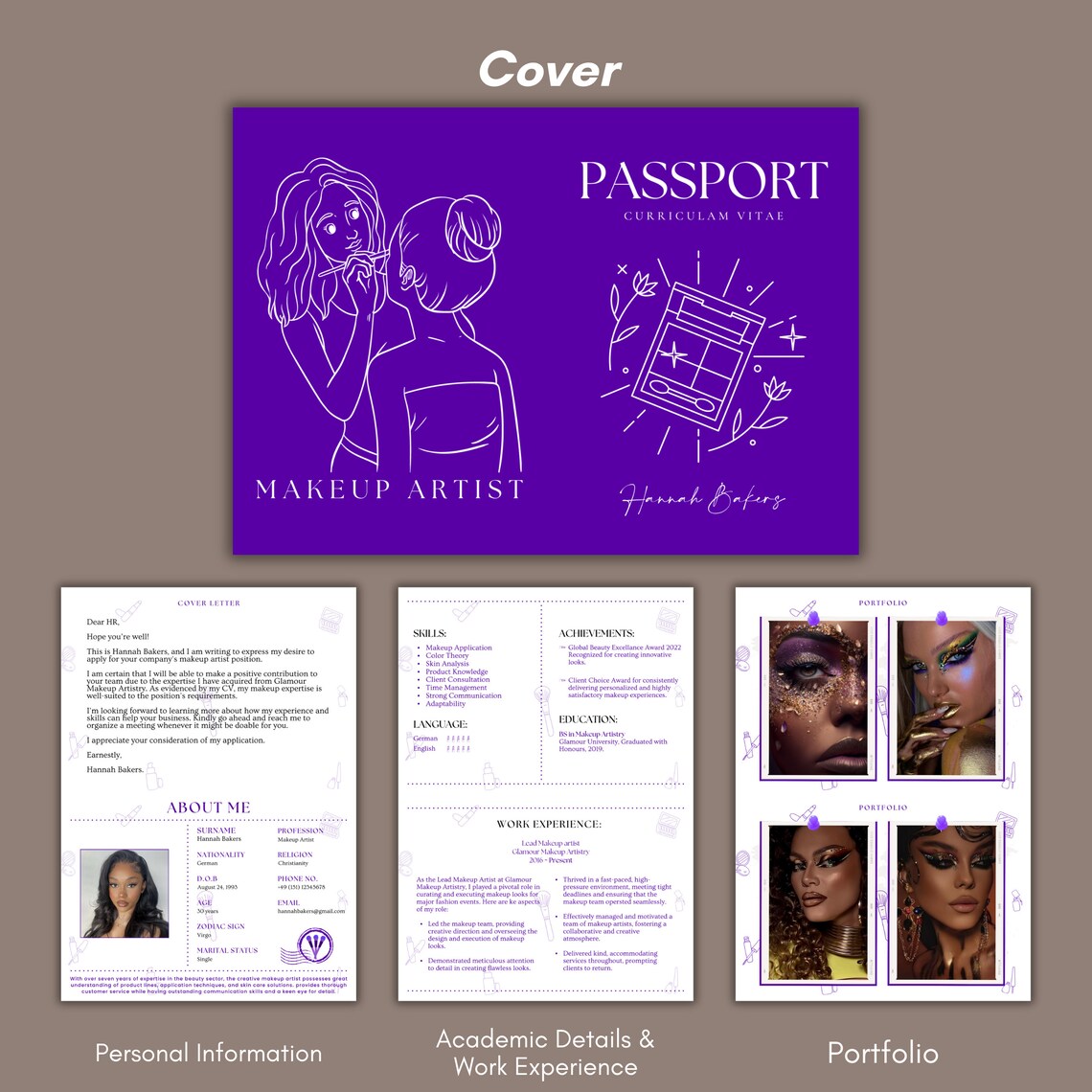 Passport CV Template, CV Template With Photo, Passport Resume With ...