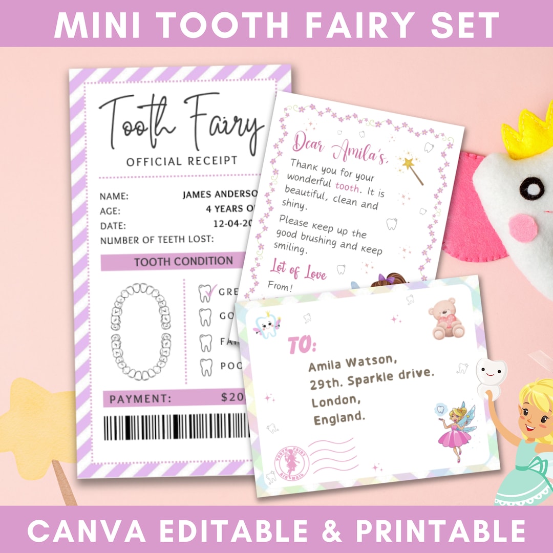 Printable Tooth Fairy Set, Tooth Fairy Letter, Tooth Fairy Mini ...