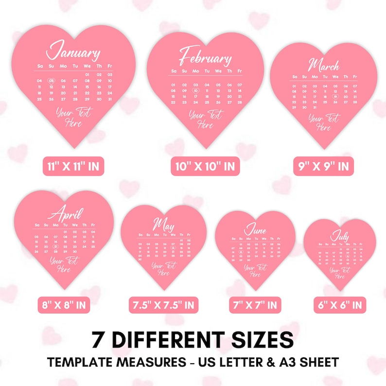2026 Custom Calendar Heart Cake Toppers, Burn Away Cake Topper Calendar ...