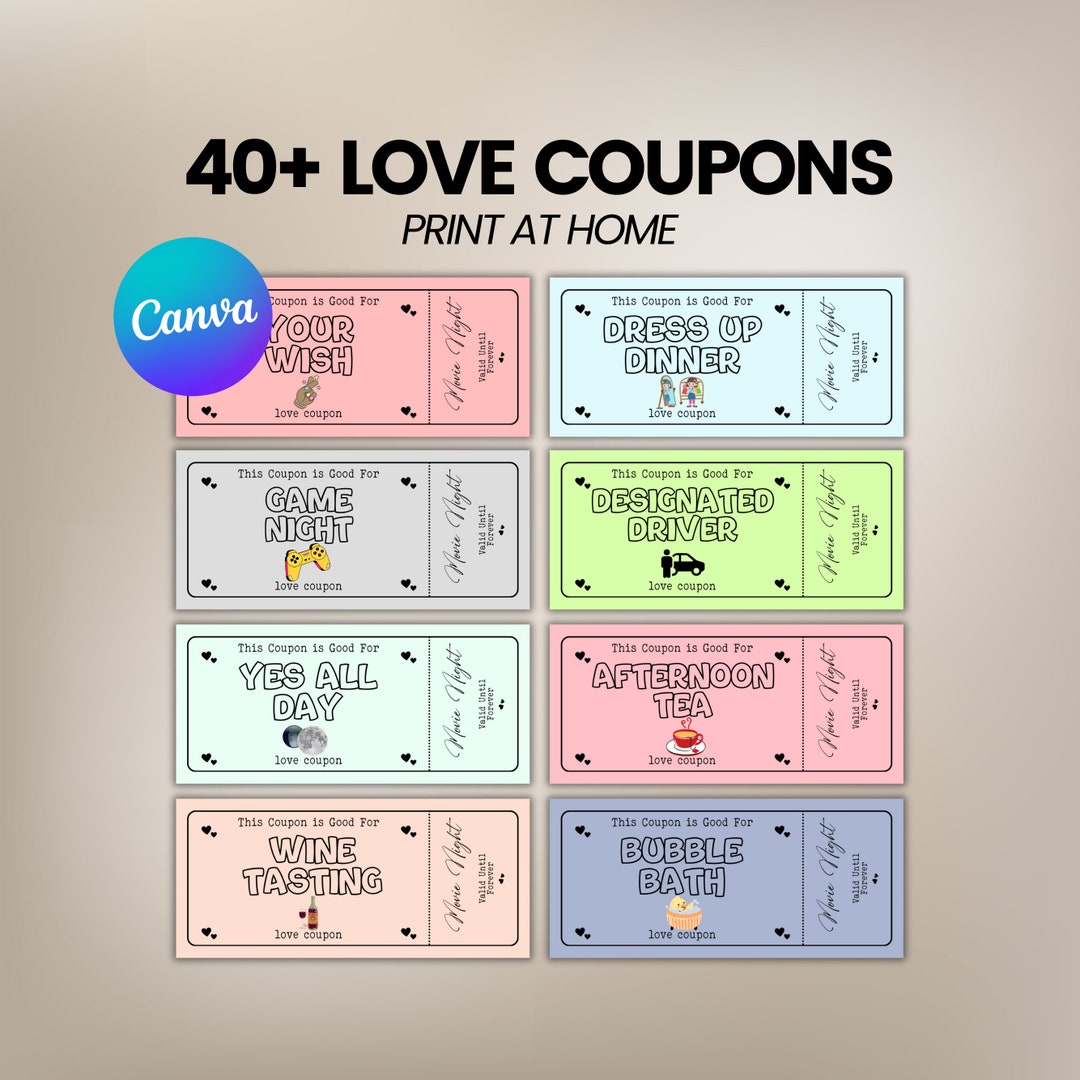 Valentines Day Love Coupon Book | Valentine's Coupons | Couples ...