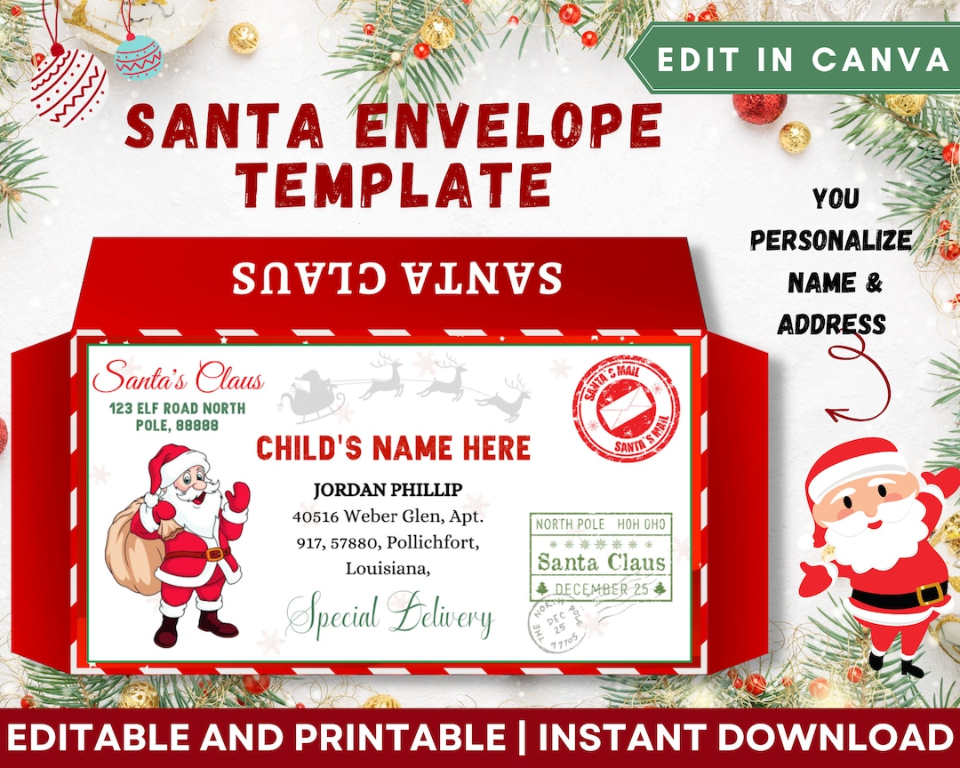 Letter From Santa Envelope Template Elf Envelope Santa Letter Christmas ...