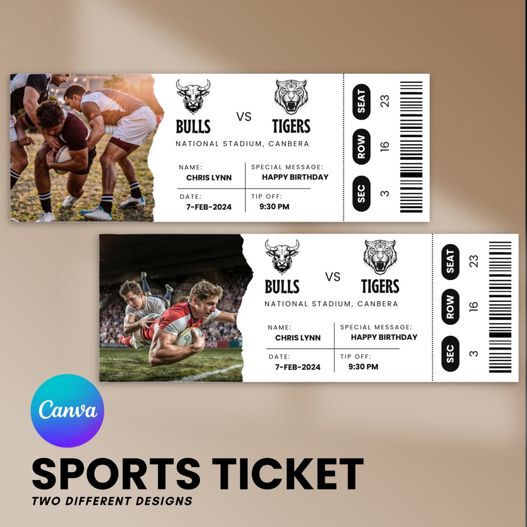 Sports Ticket Template, Editable Sports Ticket Canva Template, Sports ...