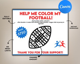 Color in My Football Fundraiser Flyer - Etsy