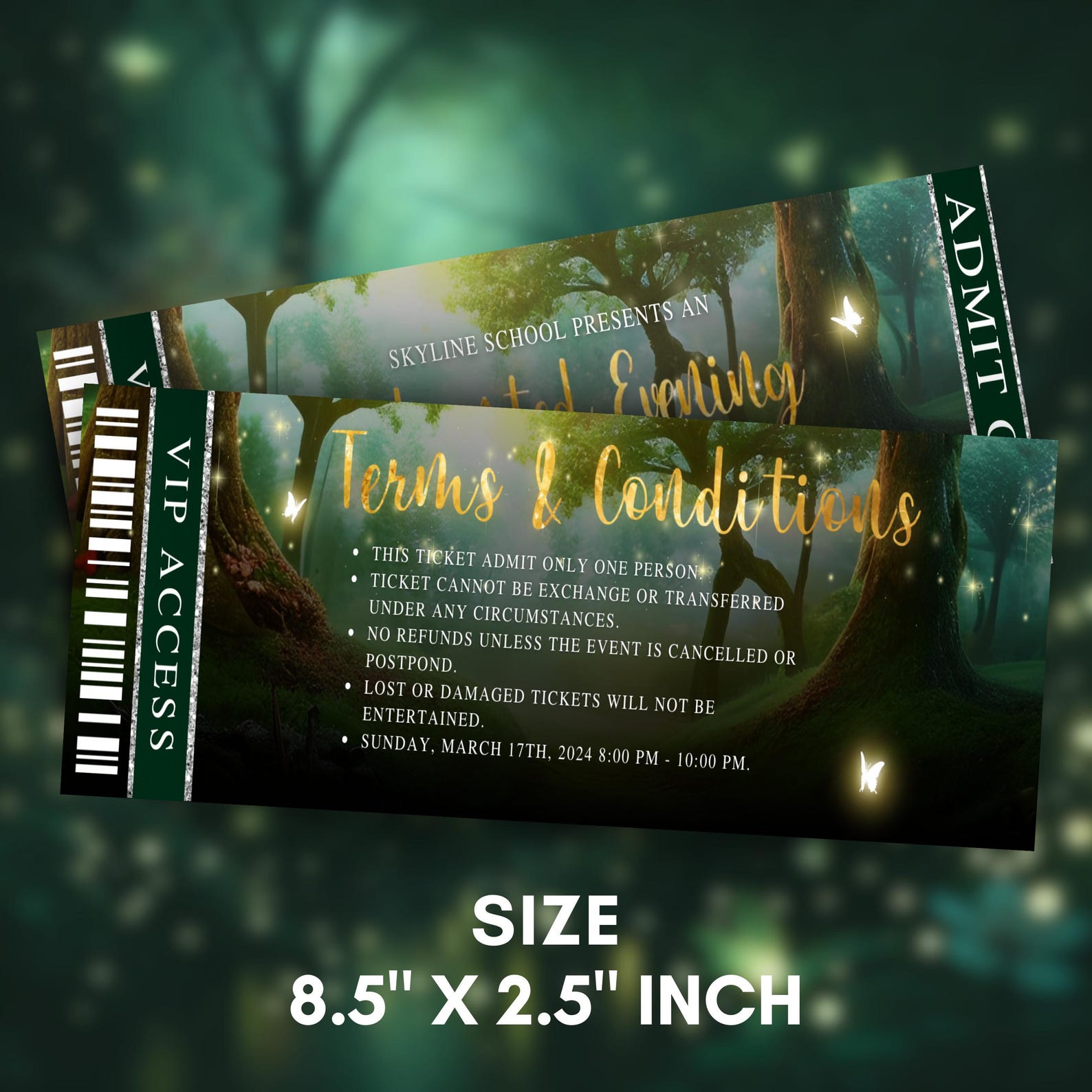 Prom Ticket Template, Prom Enchanted Forest Ticket Invitation, Editable ...