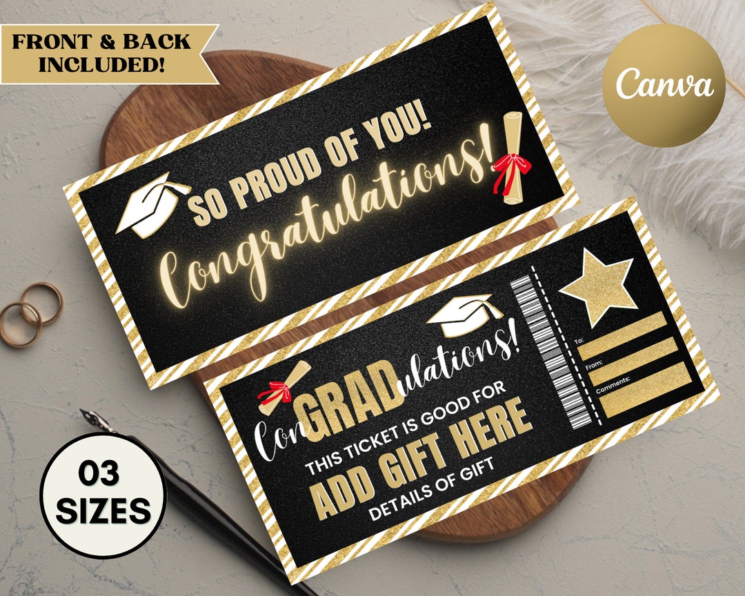 Graduation Gift Certificate, Graduation Gift Voucher, Surprise Gift for ...
