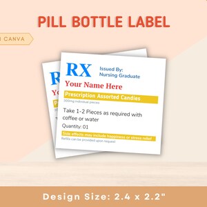 Nursing Graduate Pill Bottle Label Novelty Fun Printable Rx - Etsy