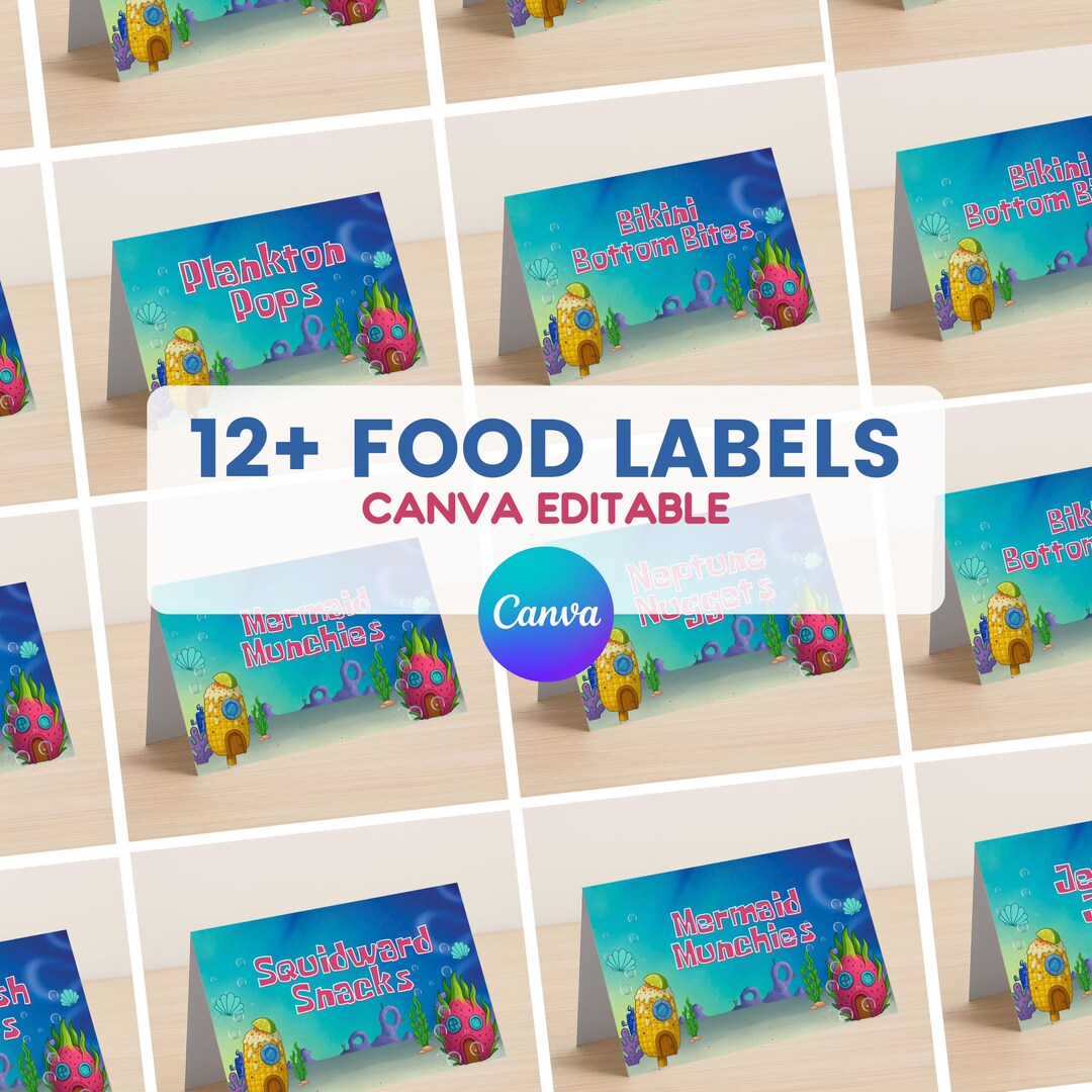 Under the Sea Party Food Labels | Editable Ocean Birthday Food Tent ...