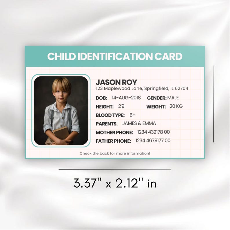 Editable Child ID Card Canva Template, Custom Id Card for Kids, Id Badge Holder, Printable Photo ...