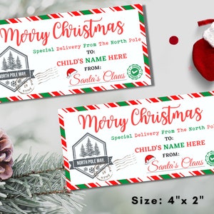 Santa Address Labels, Santa Mailing Label, Christmas Santa Mail, North ...