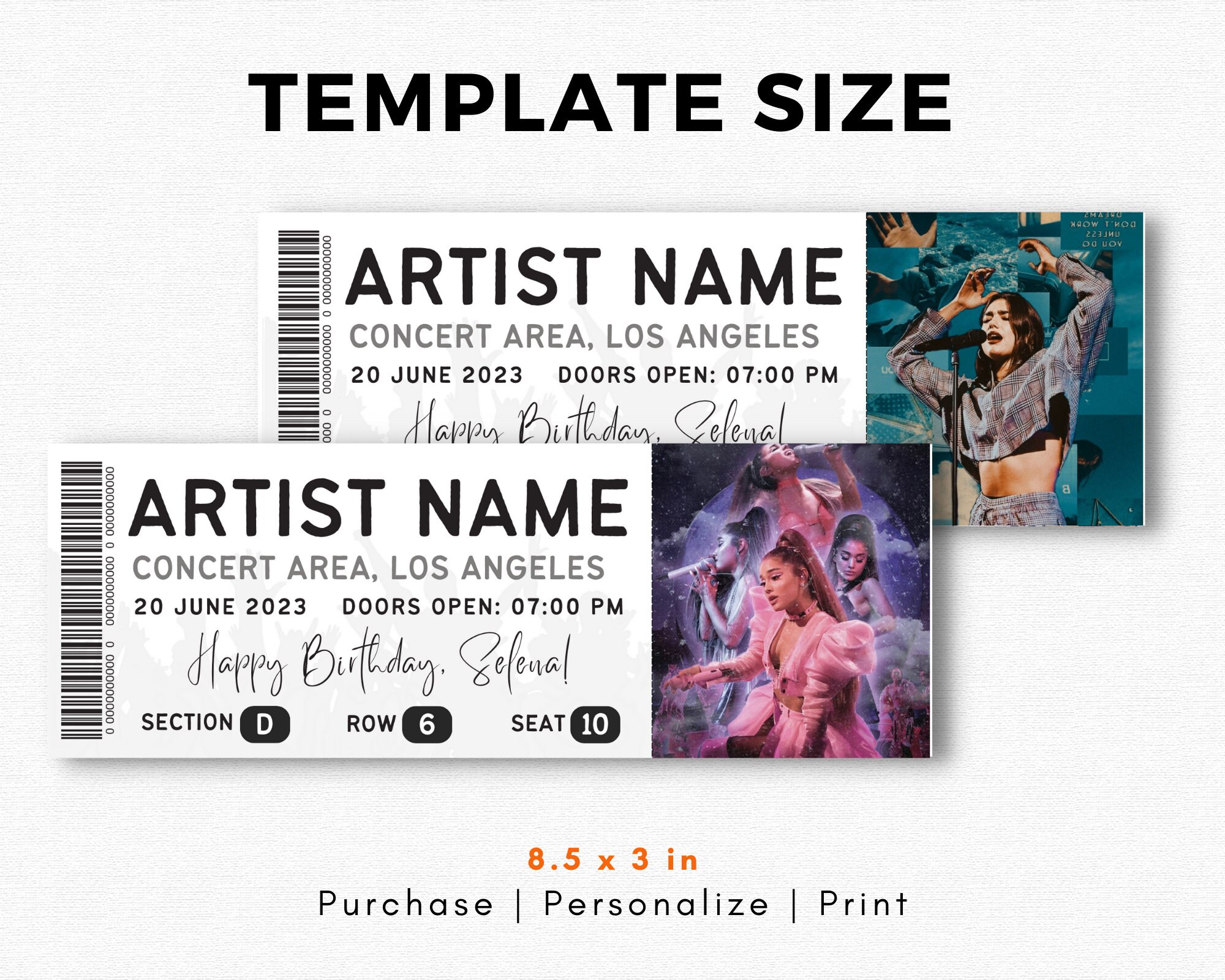 Editable Concert Ticket Template Custom Concert Ticket Gift - Etsy ...
