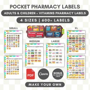 Pocket Pharmacy Labels, Printable Medicine Labels, Pill Labels, Pill ...
