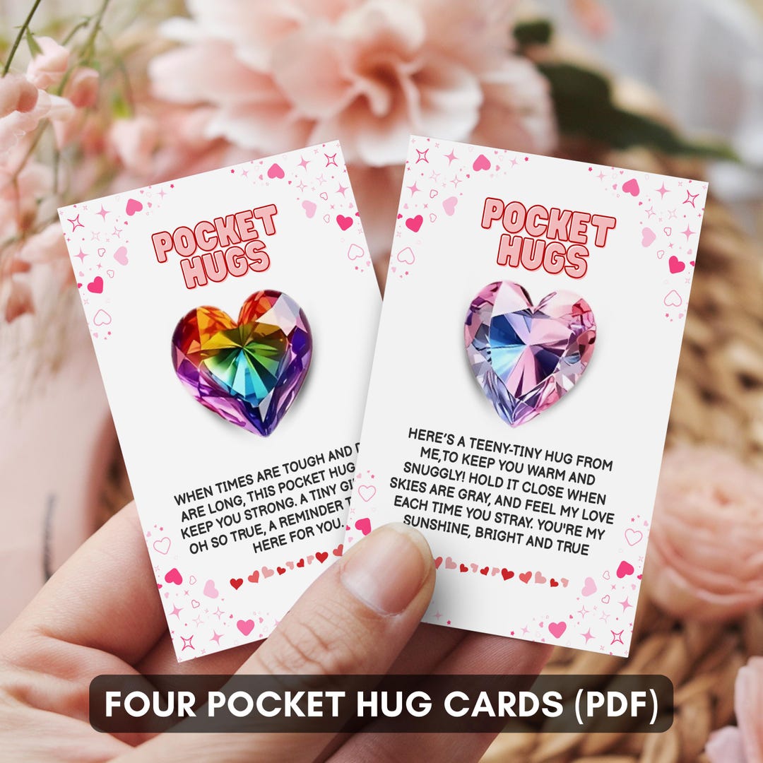 Printable Pocket Hug Cards, Pocket Hug Heart Cards, Pocket Hug Poem ...