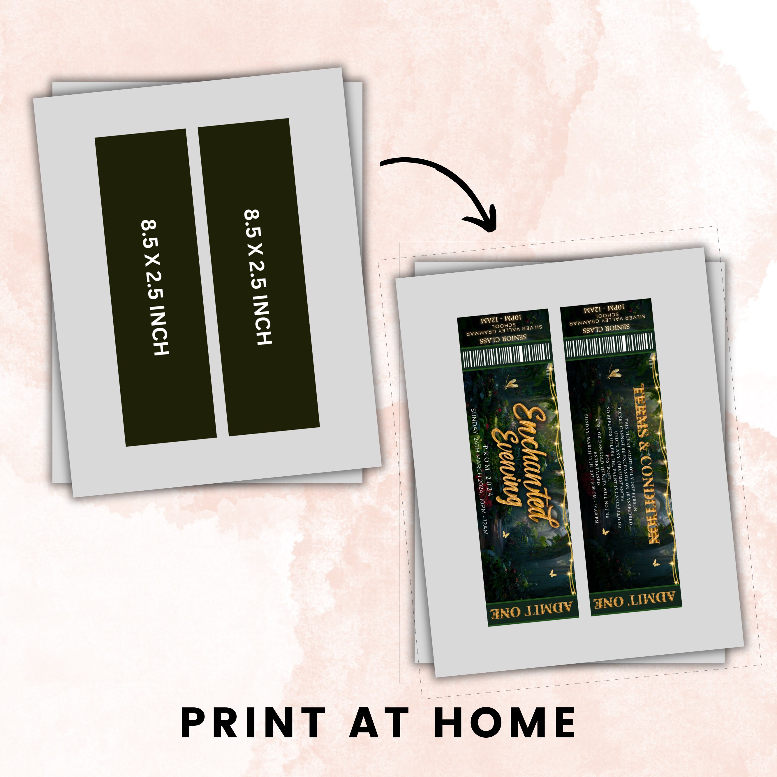 Prom Ticket Template, Prom Enchanted Evening Forest Theme Ticket ...