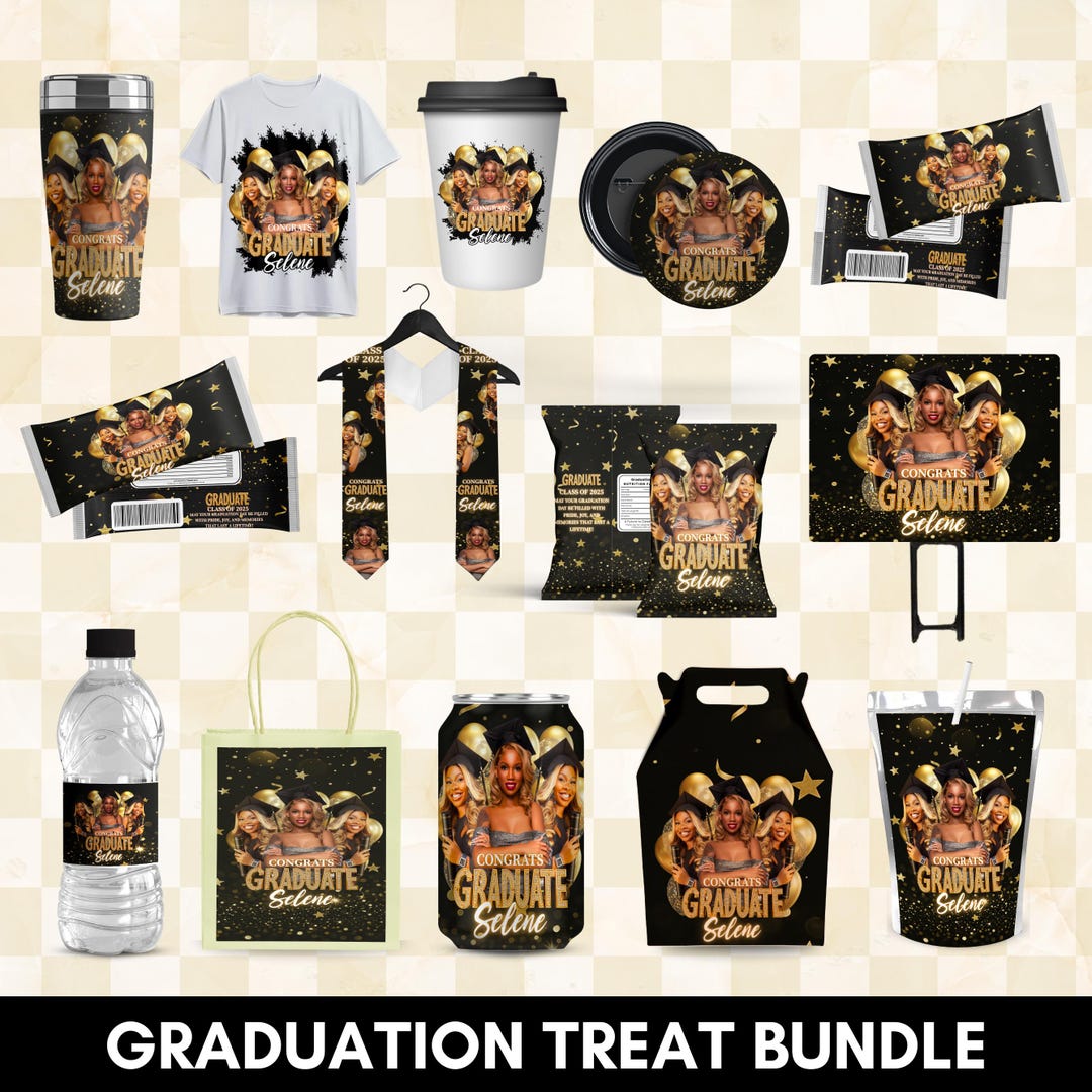 Graduation Party Favor Bundle, Senior Stole Design Template, Grad Chip ...