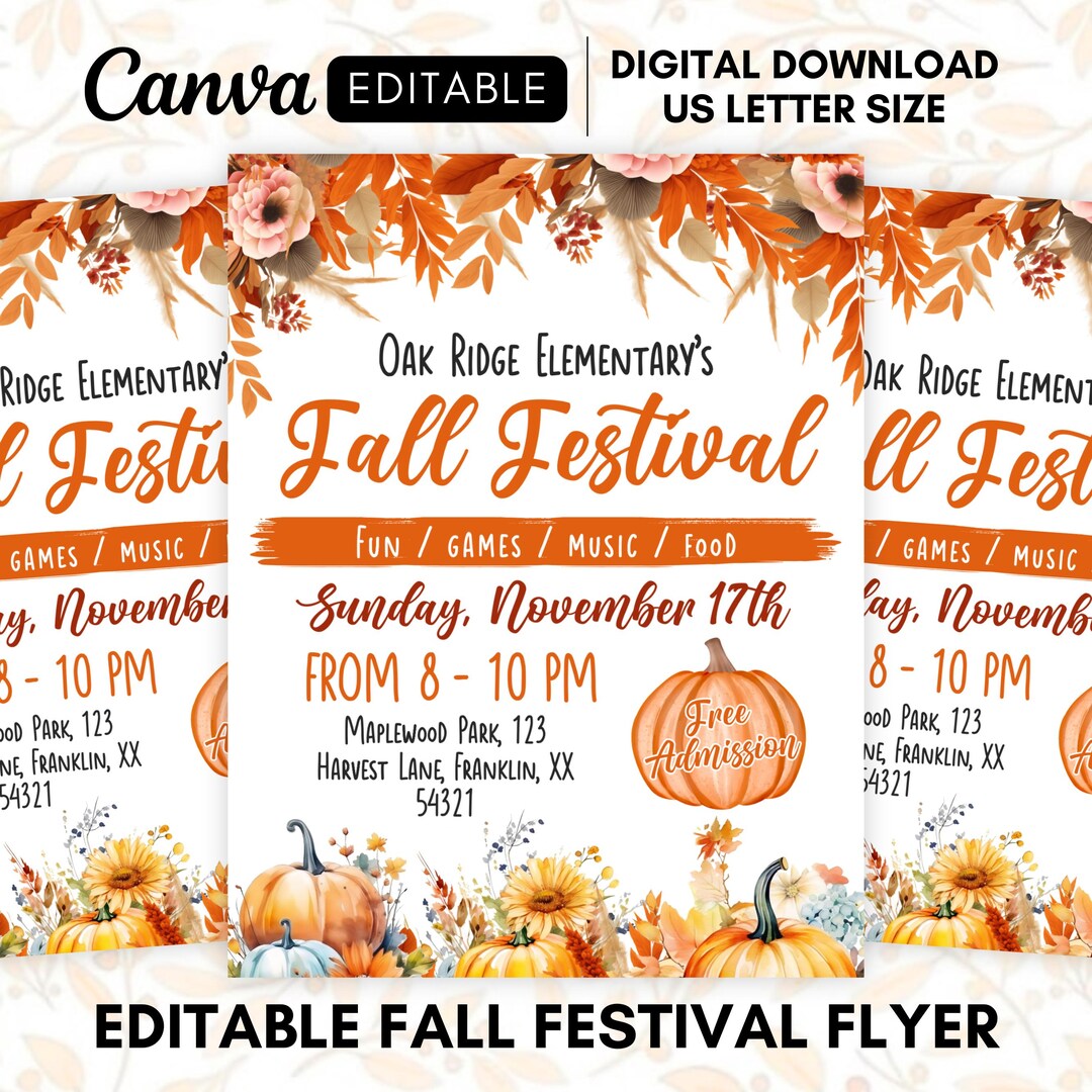 Editable Fall Festival Flyer, Fall Festival Invitation, Church Fall ...