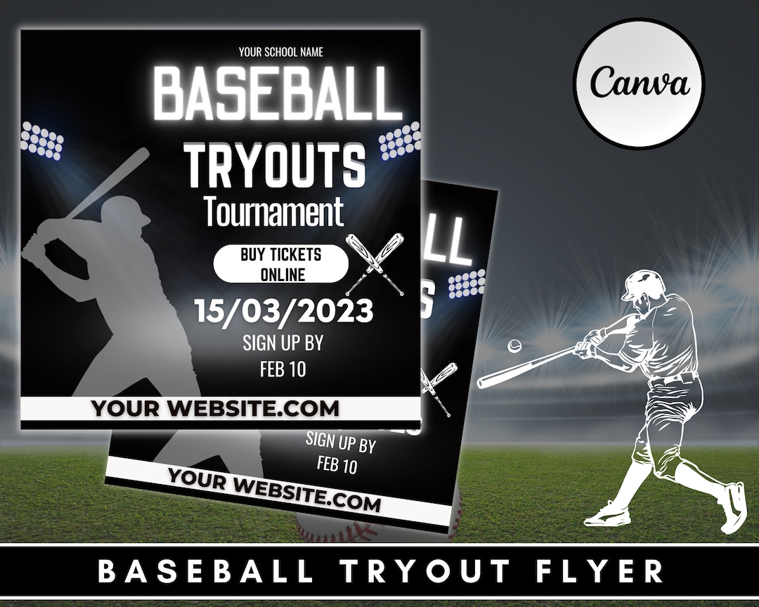 Baseball Tryouts Flyer, Instagram Template, Baseball Flyer, Tee Ball ...