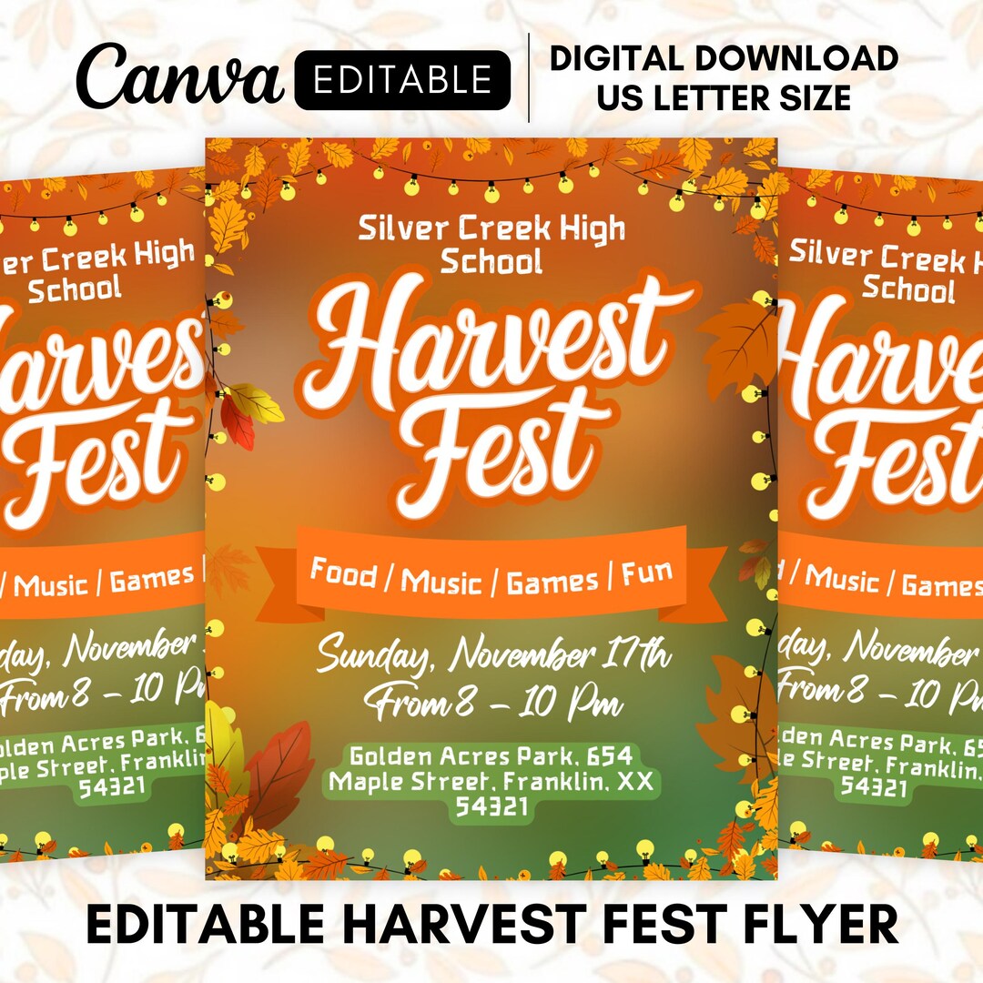 Editable Harvest Fest Flyer, Fall Festival Invitation, Church Fall ...