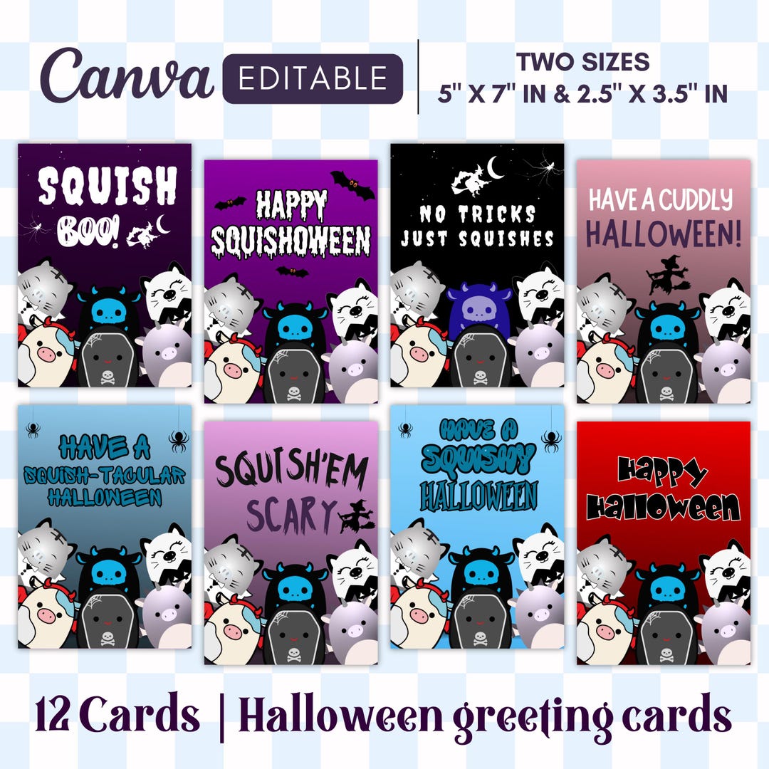 12 Printable Halloween Greeting Cards, Halloween Cards, Gift, Card With ...