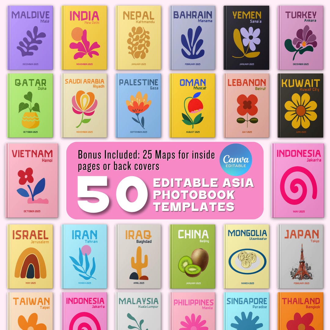 50 Travel Photo Book Templates, Travel Print Photo Book Covers Fully ...