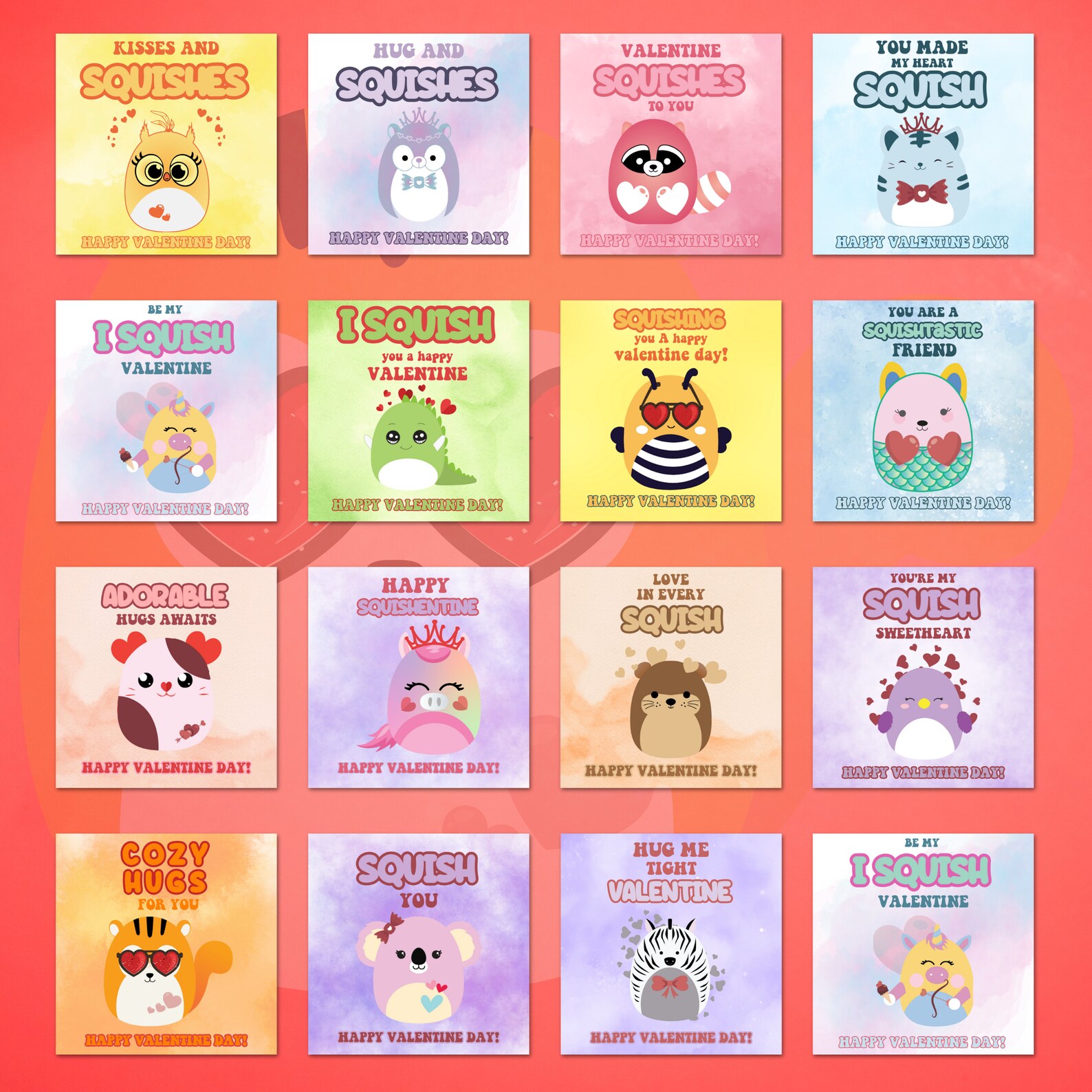 15 Squishmallow Valentine Day Cards, Valentine Squishmallow Stickers ...