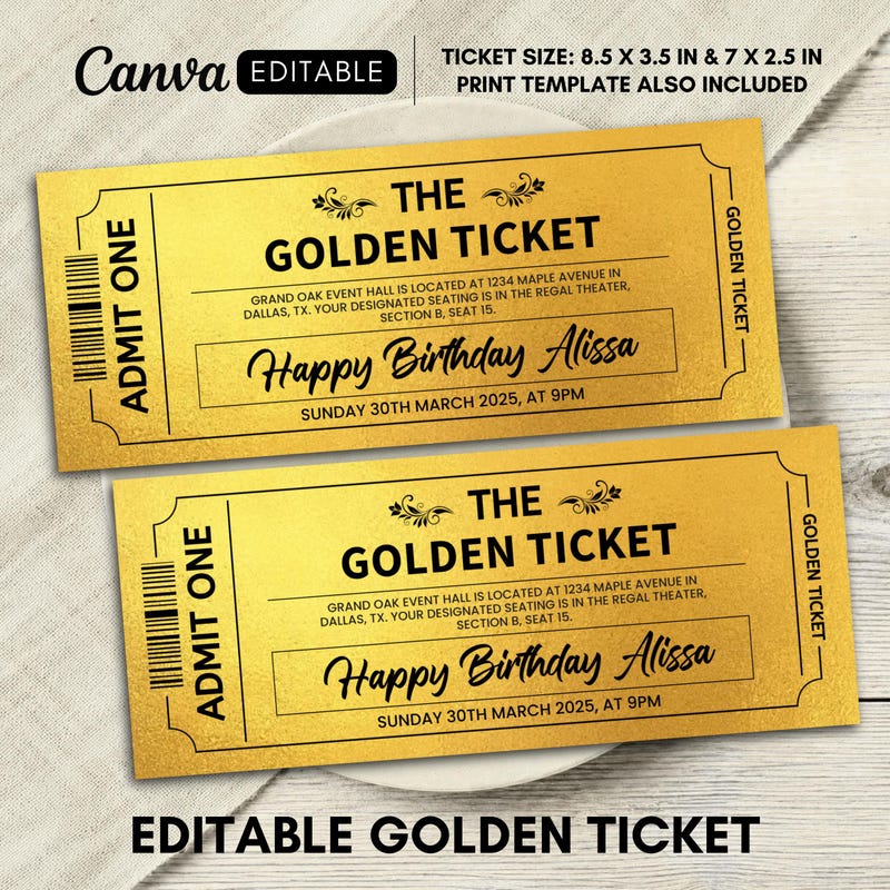 Goldenes ticket drucken - Etsy.de
