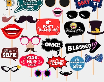 360 Photo Booth Props, Printable Party Photo Booth Props, Funny Photo ...