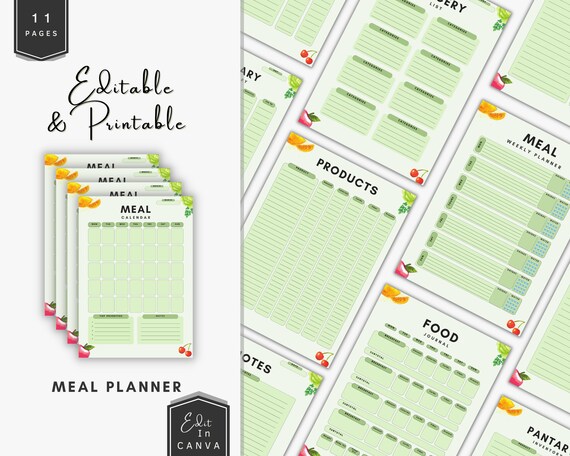 Digital Meal Plan Printable Meal Planner Template Meal Prep - Etsy