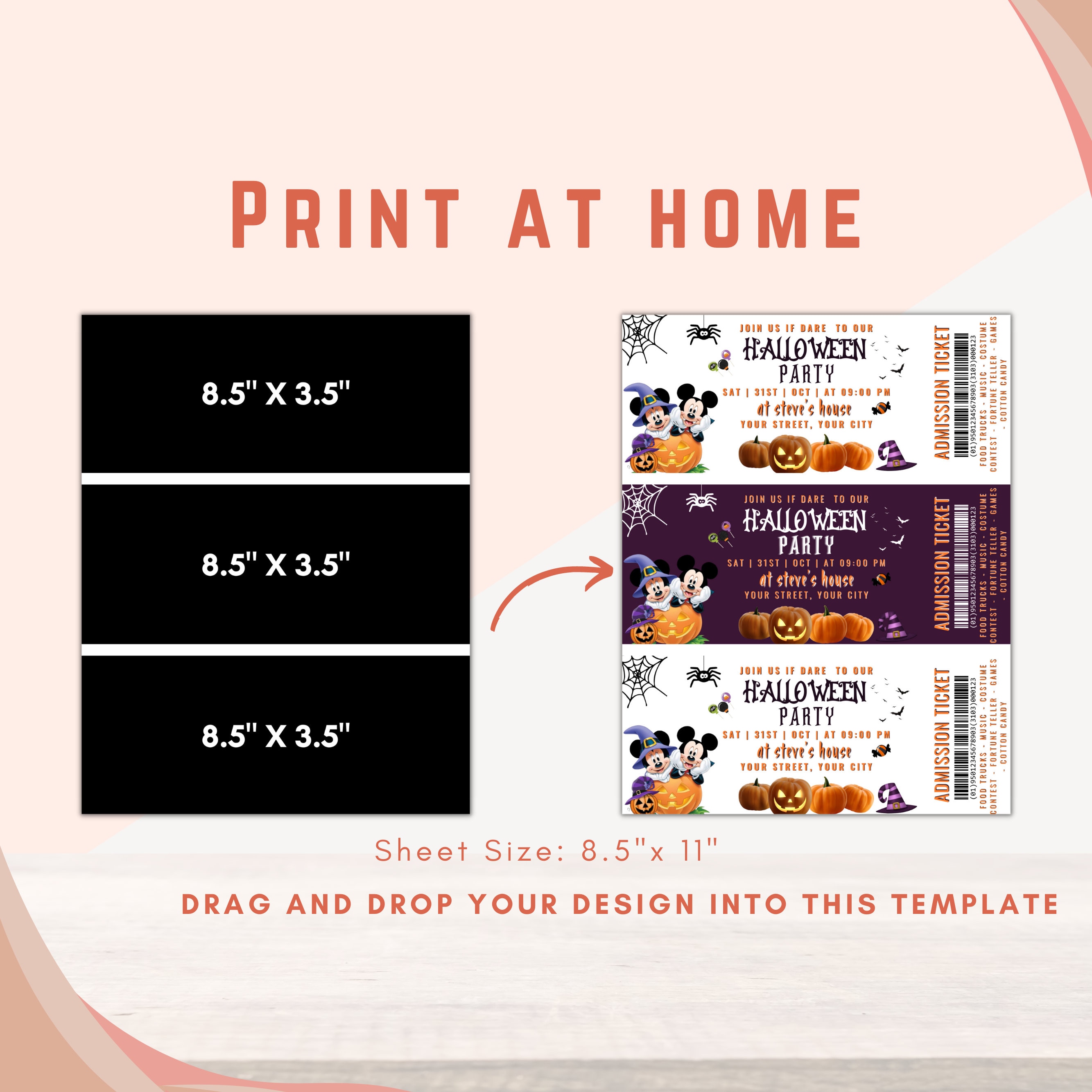 Editable Halloween Ticket Invitation, Printable Halloween Invitations ...