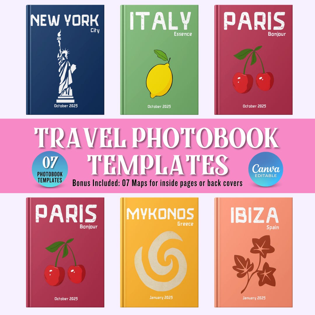 Travel Photo Book Templates, Travel Print Photo Book Covers Fully ...