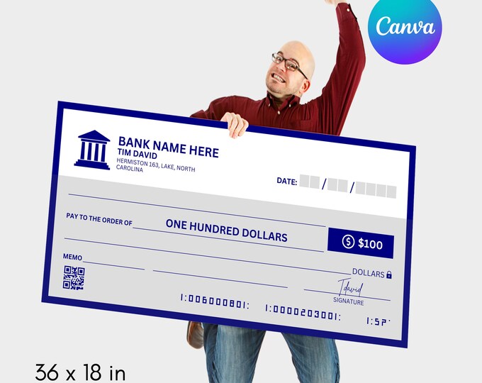 Large Cheque 2.0 | 42 X 18" | Perfect for Charity Fundraising Event ...