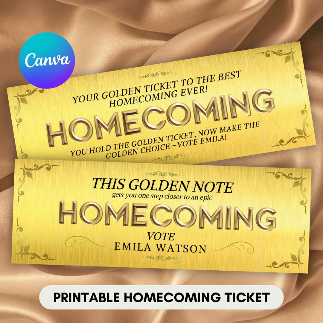 Editable Homecoming Ticket, Homecoming Golden Ticket Printable ...