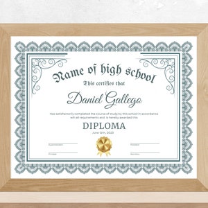 Diploma Template, High School Diploma Template, DIY Diploma Template ...