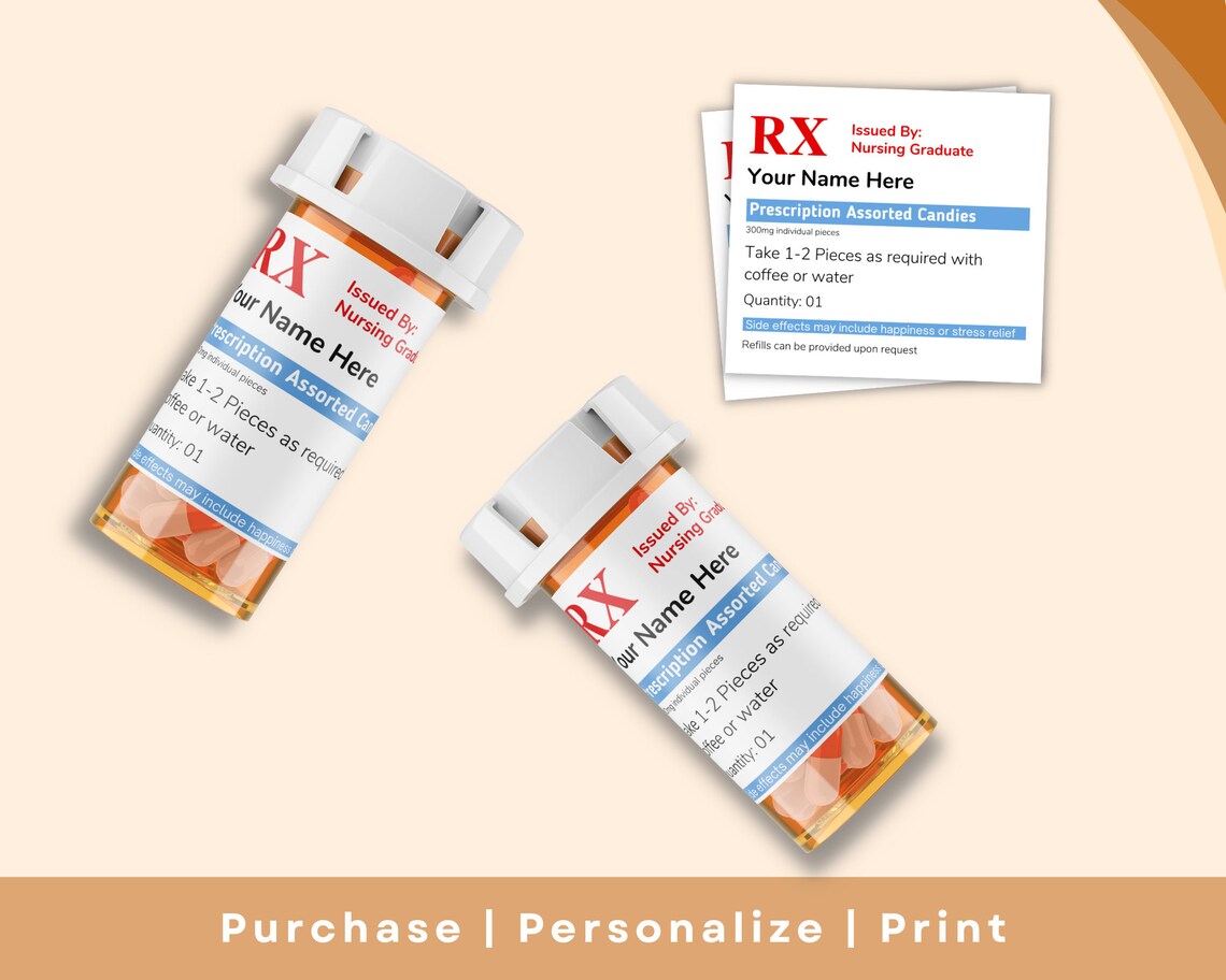 Editable RX Label Template Pill Bottle Label Prescription - Etsy