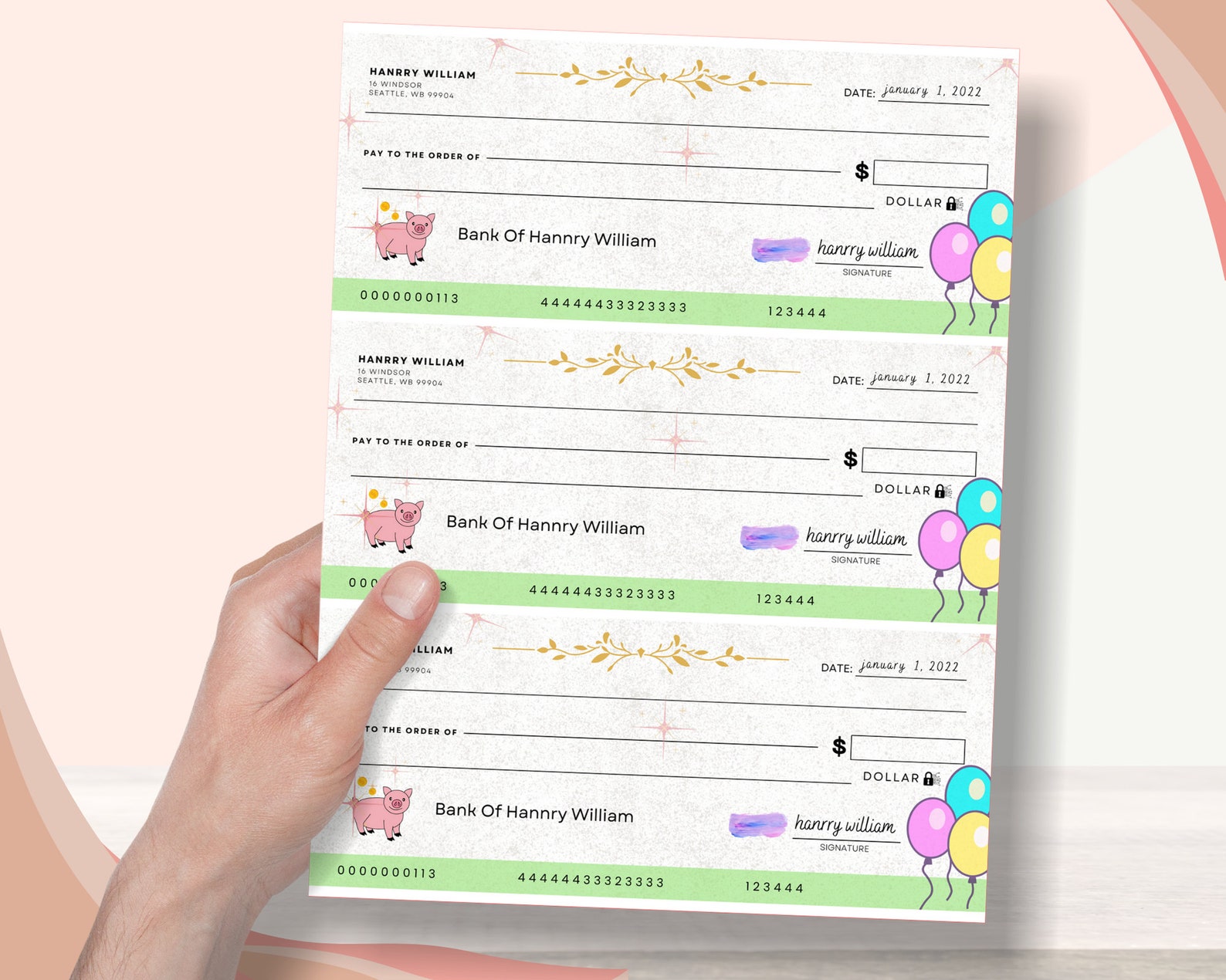 Editable Bank Check, Blank Check Template, Blank Checks, Blank Check ...