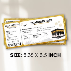 Hajj Boarding Pass, Editable Umrah Mubarak Boarding Pass, Hajj Plane ...
