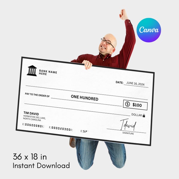 Giant Check Templates - Etsy