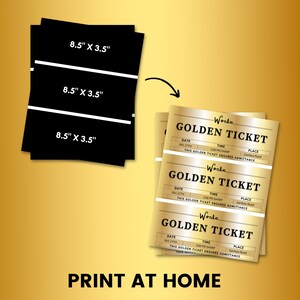 Golden Ticket Template, Printable Golden Ticket Editable Template, Golden Event Ticket, Custom ...