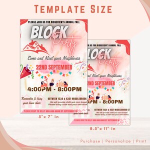 Fall Block Party Flyer Template, Autumn Block Party Event Invite ...