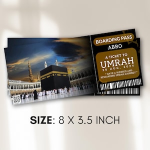 Hajj Boarding Pass, Editable Umrah Mubarak Boarding Pass, Hajj Plane ...