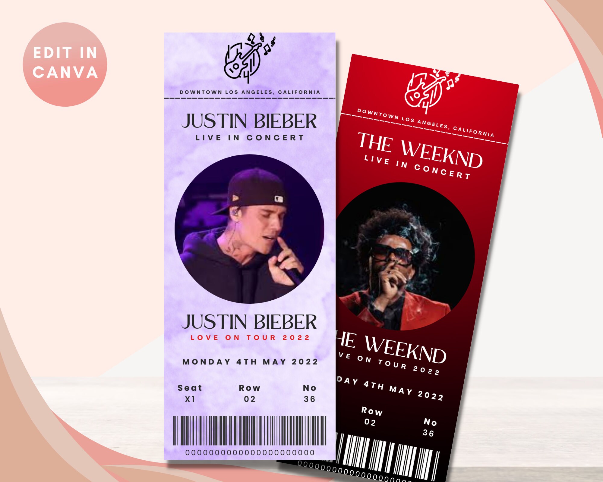 Concert Ticket Template Gift Certificate Personalized Event - Etsy