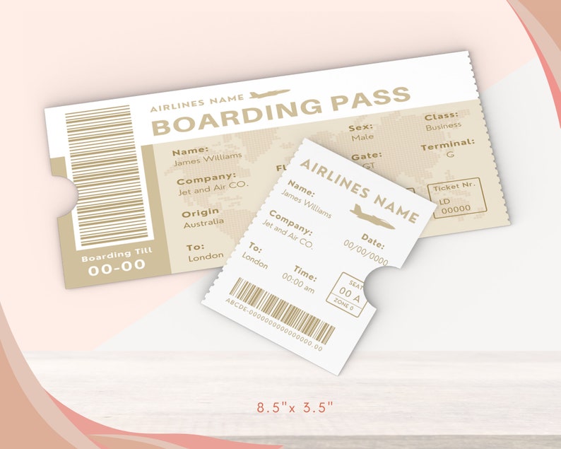 Editable Boarding Ticket Template Surprise Boarding Pass - Etsy
